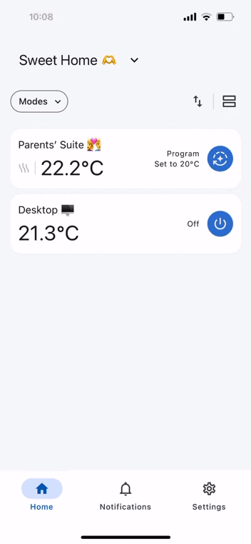 Modes Overview (Home and Room) – Vision+